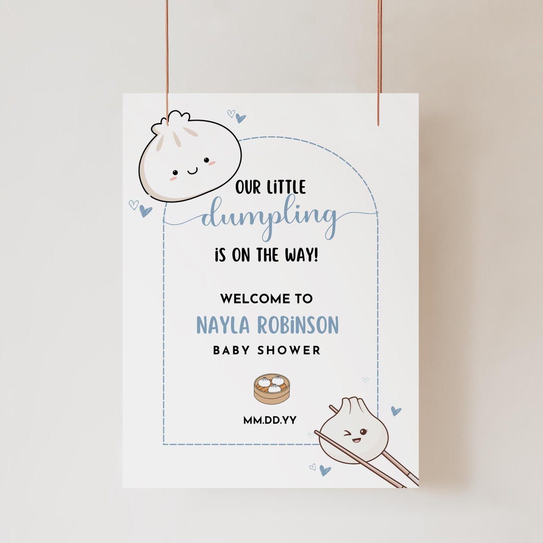 Editable Dumpling Baby Shower Welcome Sign, Dim Sum Party Decor ...