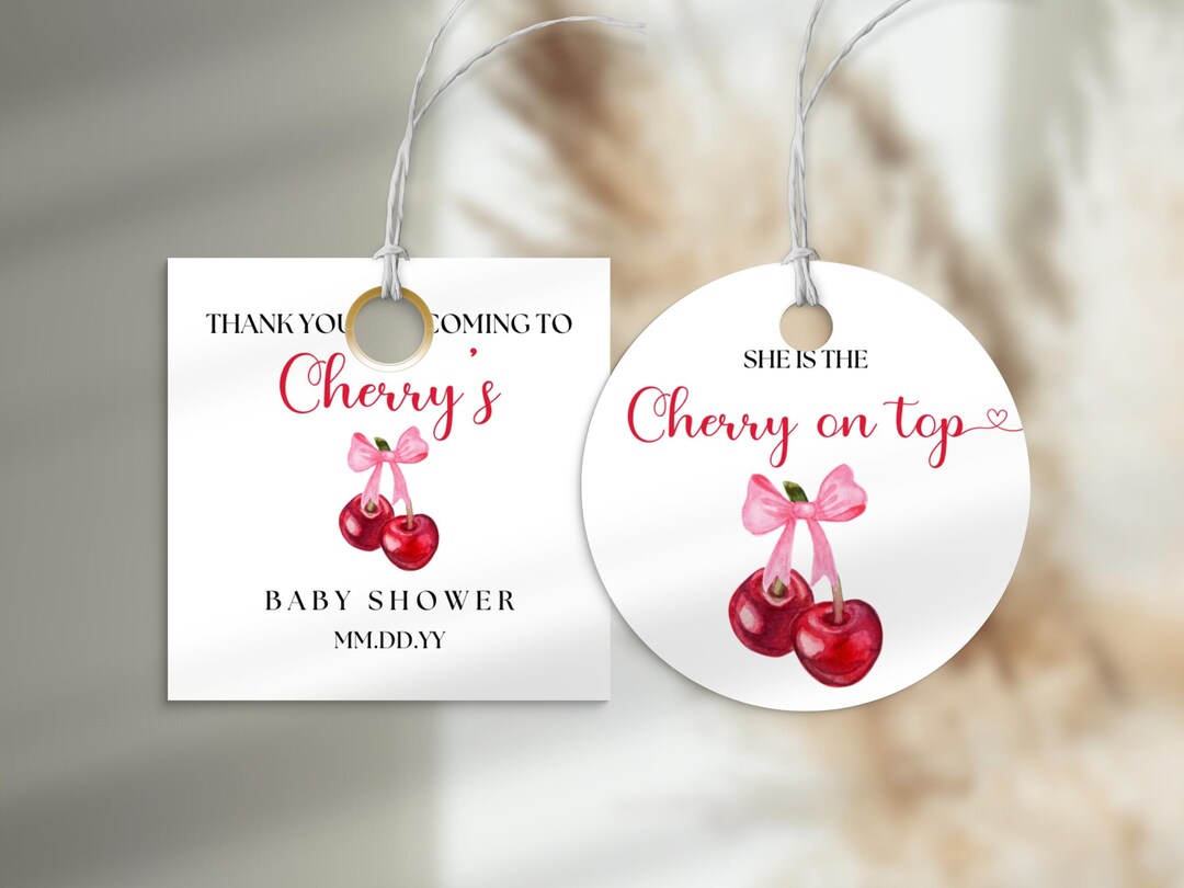 Cherry on Top Thank You Tag Template, Editable Cherries Tag, She is the ...