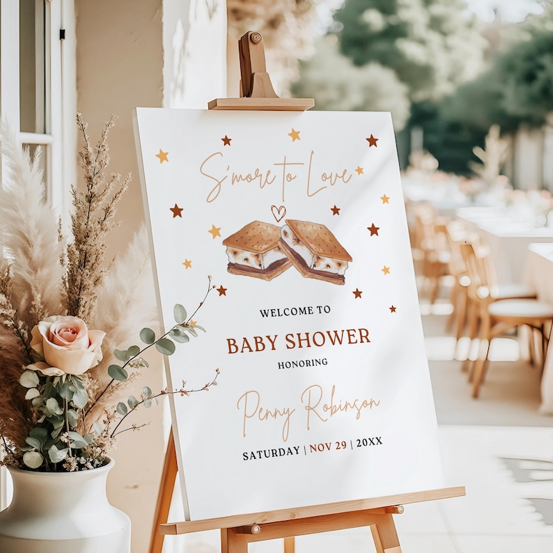Letrero de bienvenida de Smore, póster para baby shower de campamento ...