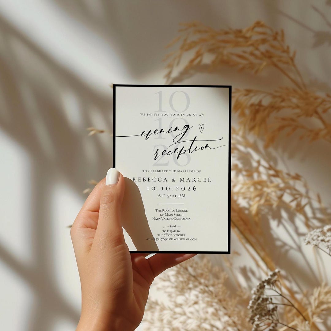 Editable Evening Reception Invitation Template (canva, Instant Download ...