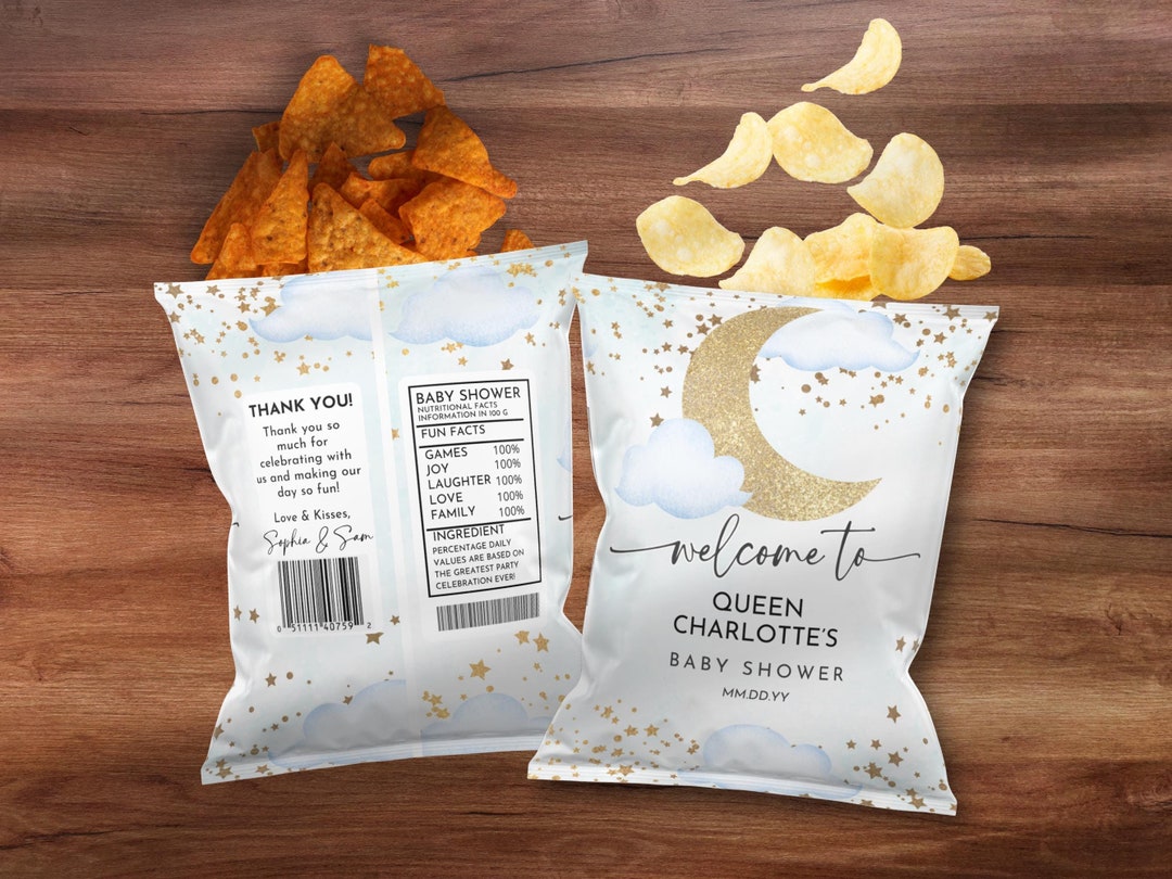 Editable Over the Moon Chip Bag Template, Baby Shower Favor (digital ...