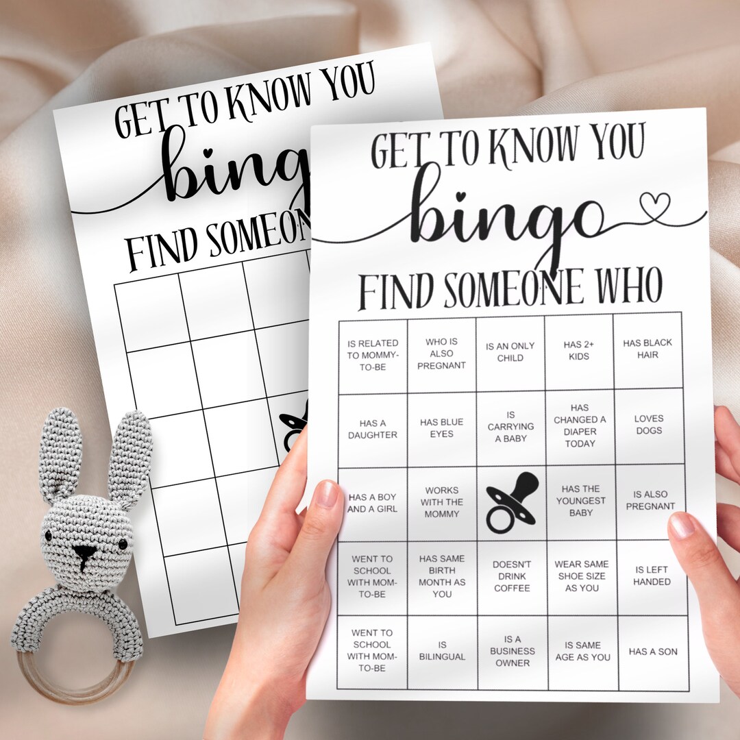 Fun Baby Shower Bingo Template, Editable Get to Know You Baby Shower ...