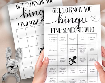 Baby Shower Bingo | Get to Know You Bingo - Etsy