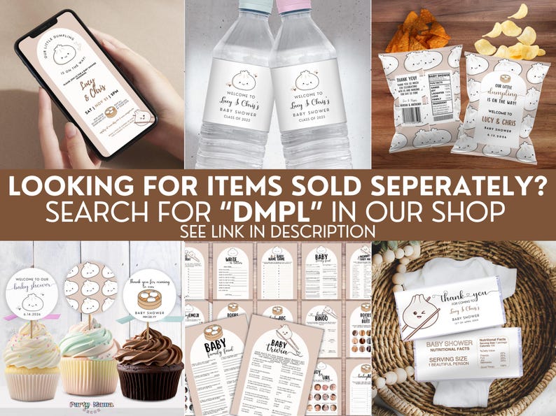 Dumpling Baby Shower Favor Tag Template, Kawaii Bao Topper (editable ...