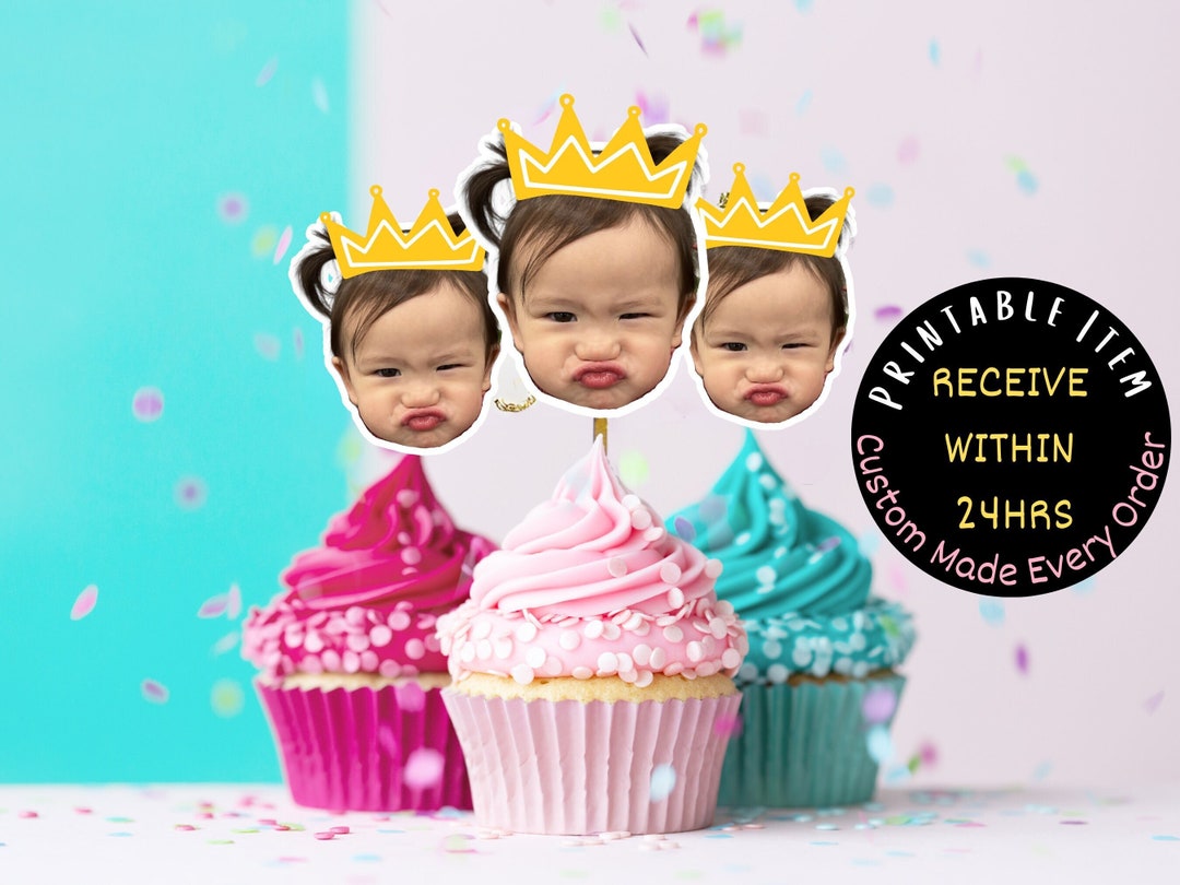 Photo Cupcake Toppers, Printable First Birthday, Personalized Toppers ...