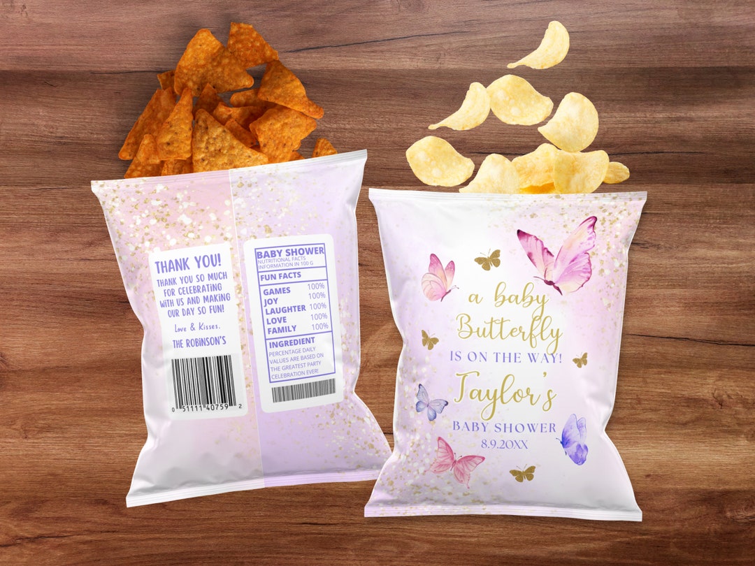 Butterfly Chip Bag Template, Editable DIY Chip Wrapper Printable, A ...