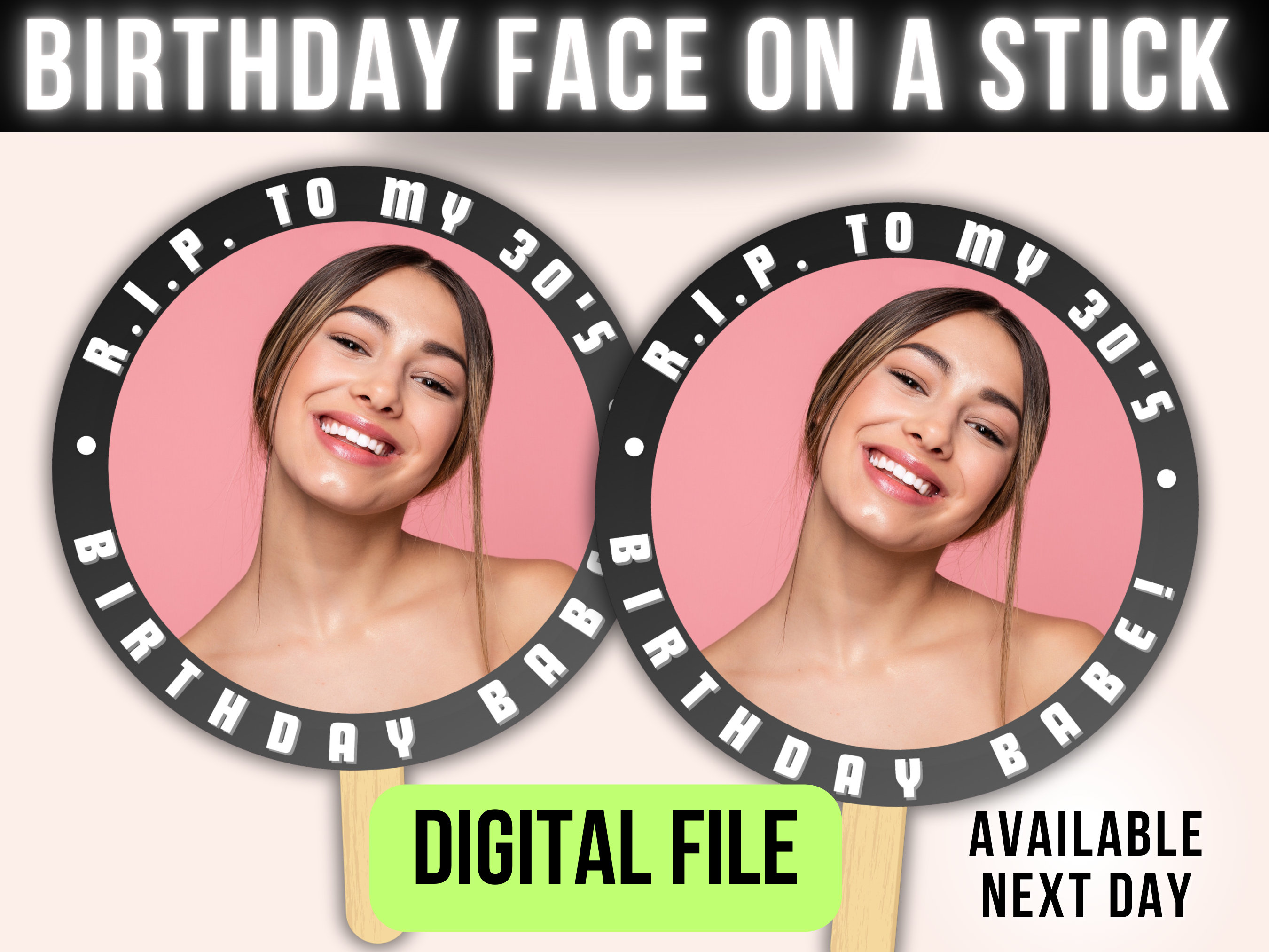 Birthday Face on a Stick Printable Head on A Stick Big Head - Etsy