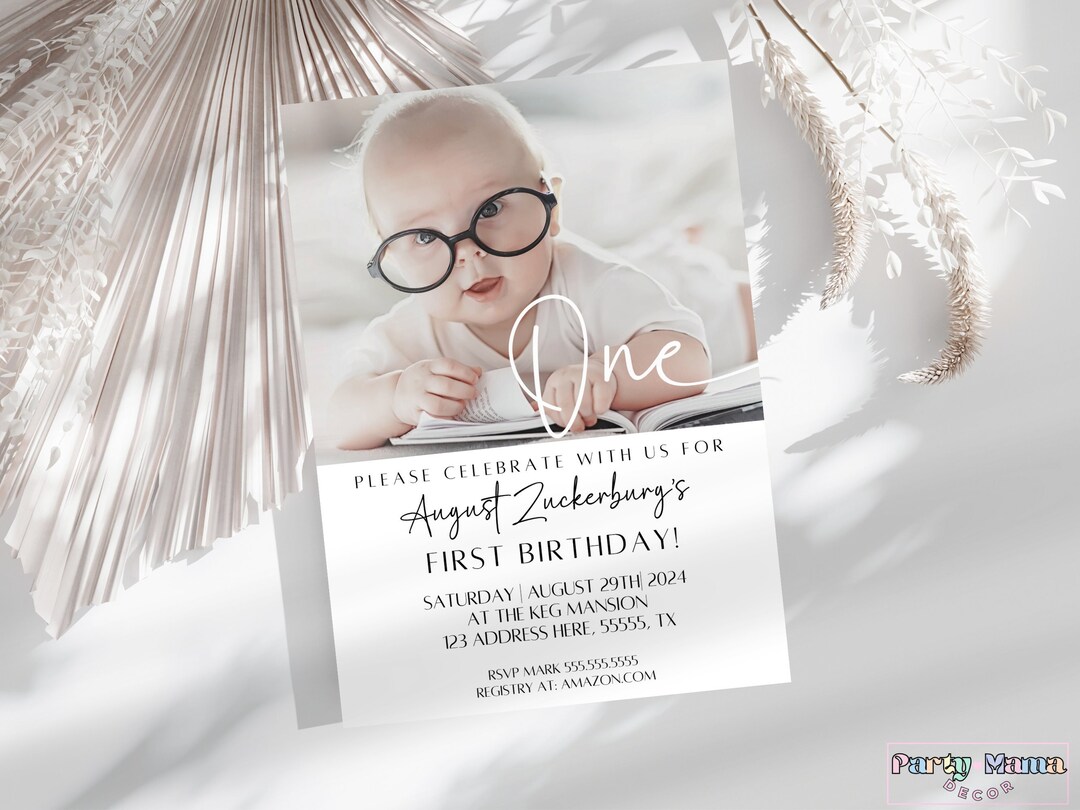 Gender Neutral 1st Birthday Invitation, Minimal 1st Birthday Invitation ...