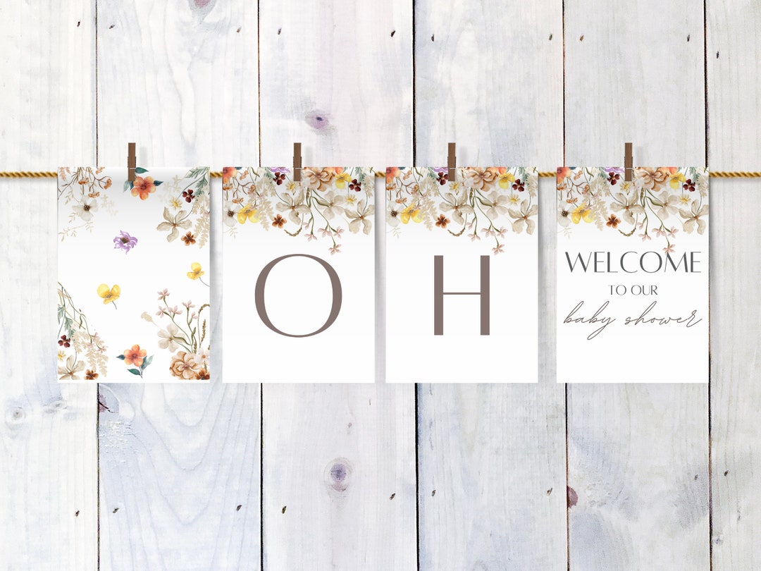 Wildflower Banner Template, Baby in Bloom Bunting Template, Editable ...