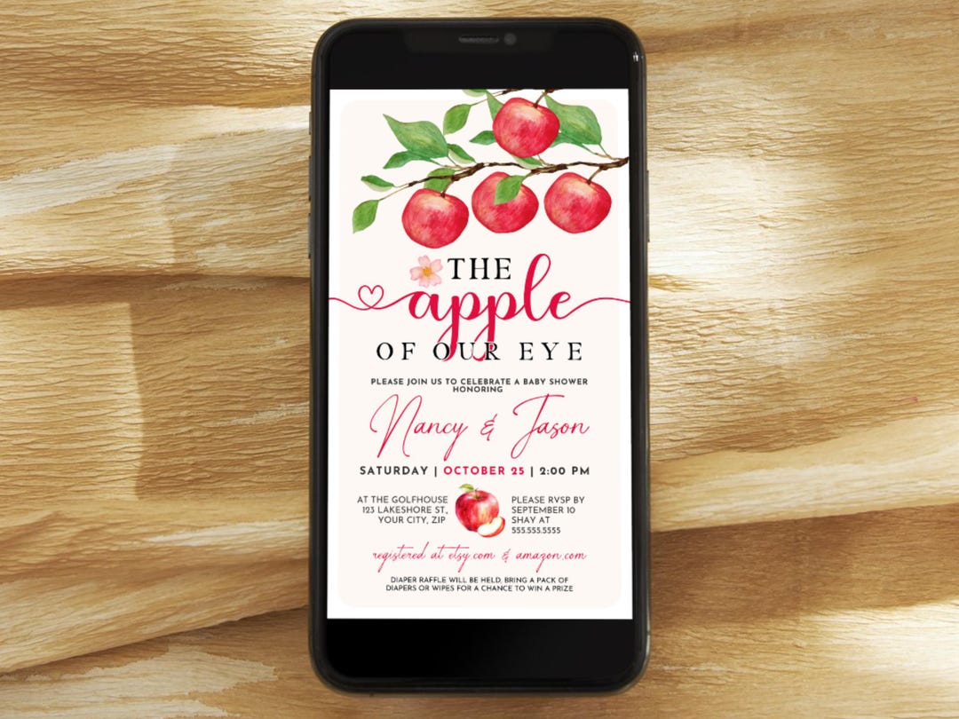 Electronic Apple of Our Eye Baby Shower Invitation, Apple Text Message ...