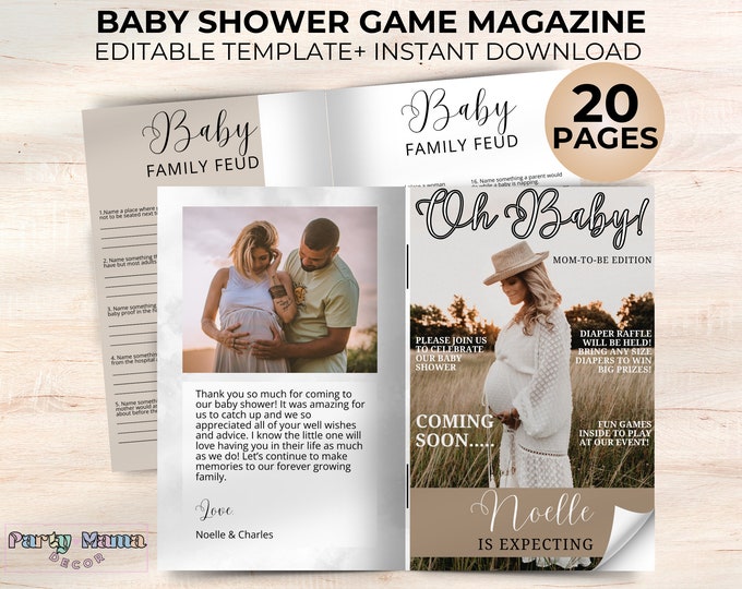 Editable Baby Shower Game Activity Magazine Template - Etsy Canada