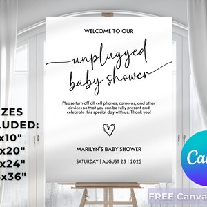 Unplugged Baby Shower Welcome Sign Template, Editable Modern Unplugged ...