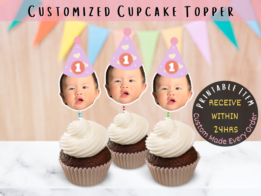 Face Cupcake Topper, Photo Cupcake Toppers, Printable Toppers Banners ...