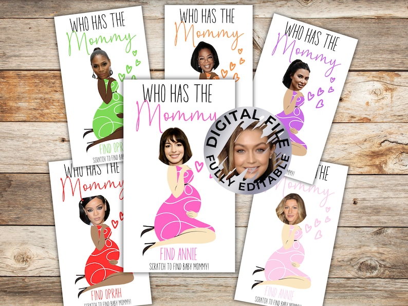 Celebrity "who Has Mommy" Baby Shower Game, DIY Scratch off (digital ...