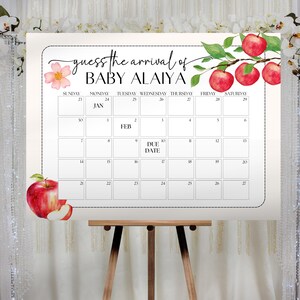 Apple Baby Due Date Calender Template, Editable Baby Prediction Game ...