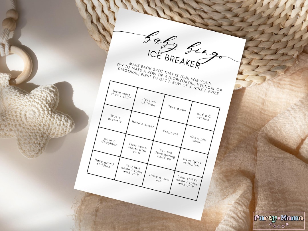Editable Icebreaker Bingo Game, Break the Ice Baby Shower Game ...