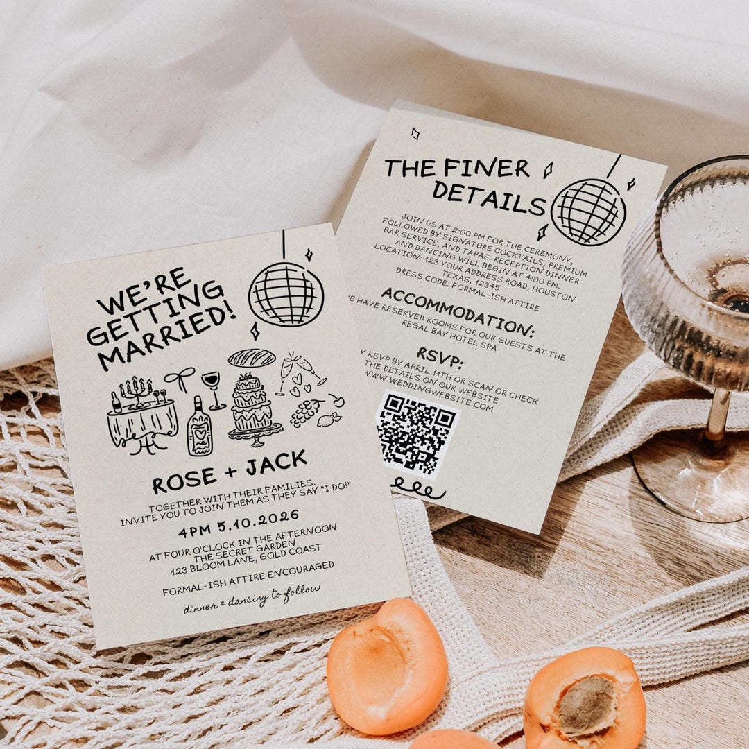 Editable Hand-drawn Wedding Invitation Template (digital Download) - Etsy
