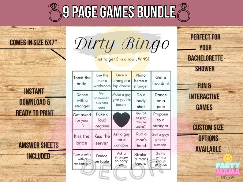 Dirty Bachelorette Party Games, Printable Hens Night (digital Download ...