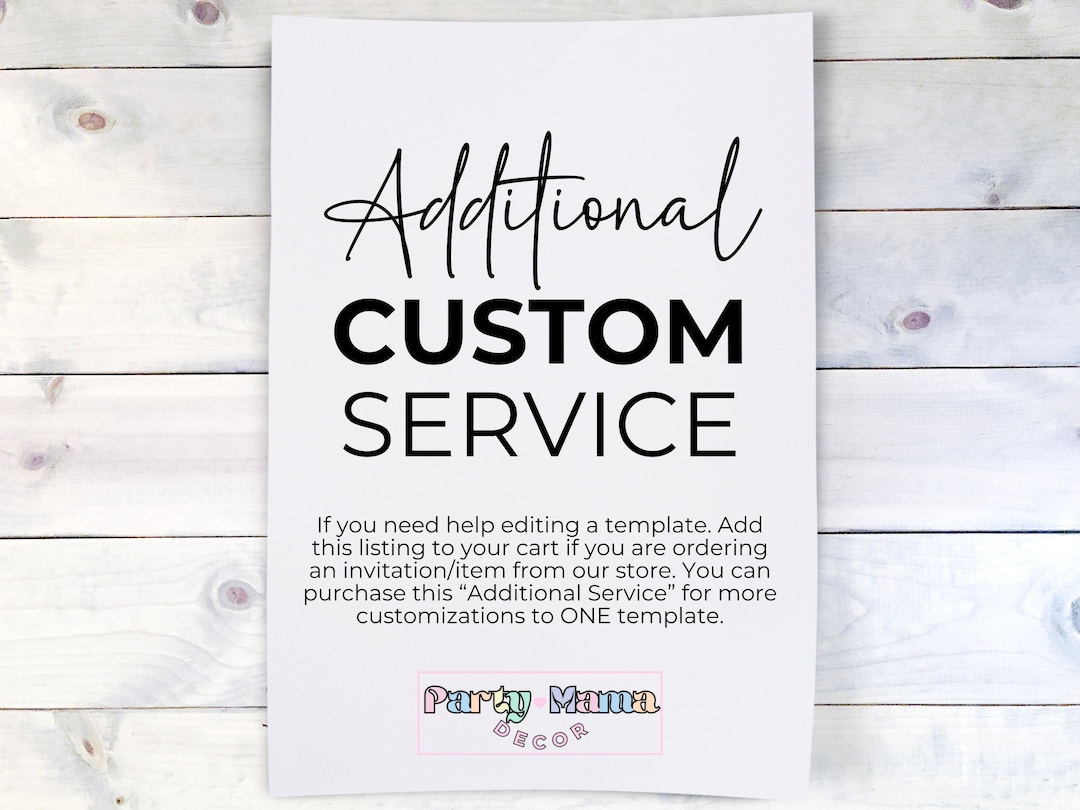 Additional Service, Custom Personalization Add-on, Unlimited Edit on ...