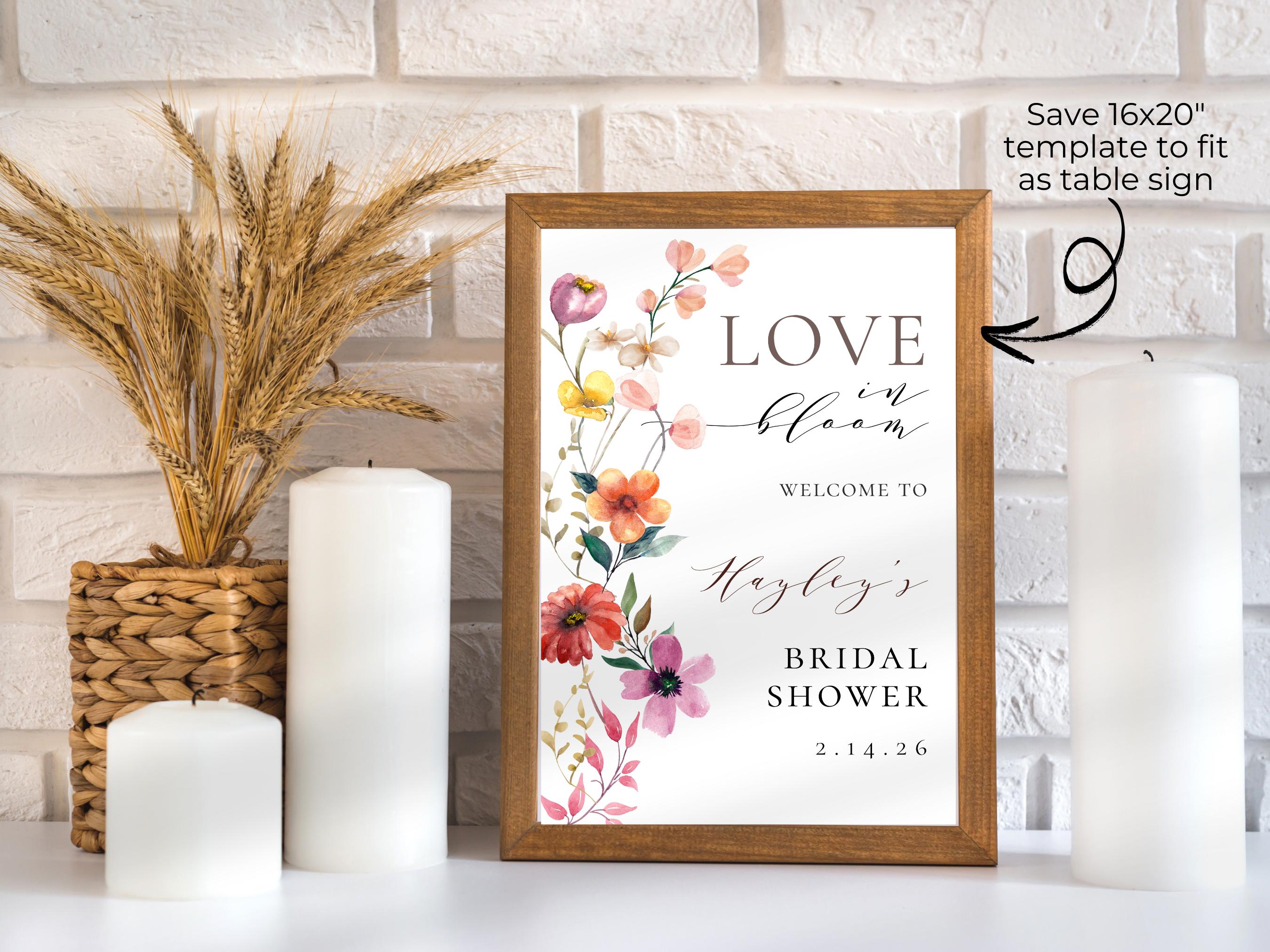 Wildflower Bridal Shower Welcome Poster | Editable Floral Sign ...