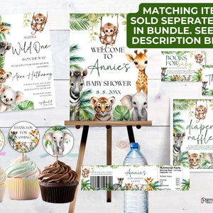 Wild One Baby Shower Welcome Sign Template, Editable Safari Jungle Baby ...