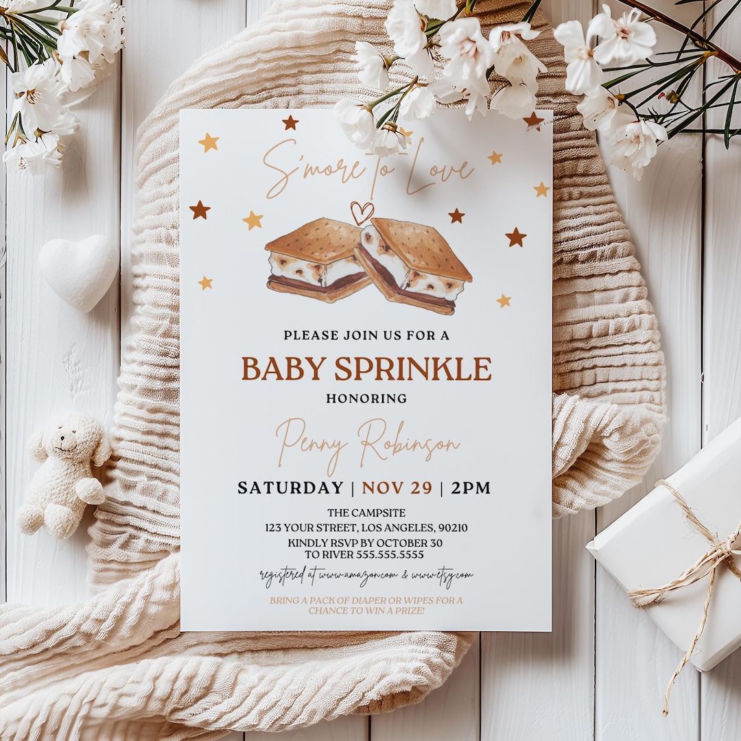 Editable S'more to Love Baby Sprinkle Invitation, Marshmellow Baby ...