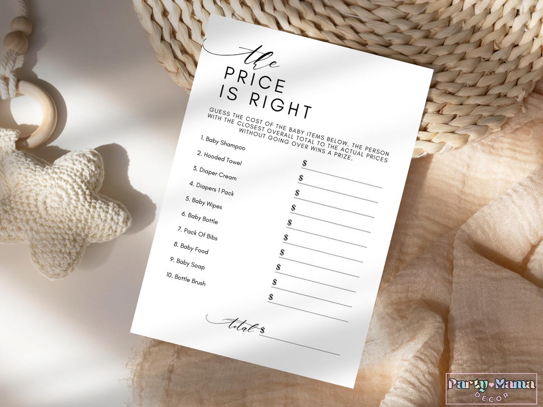 Editable Price is Right Baby Shower Game Template, Printable Shower ...