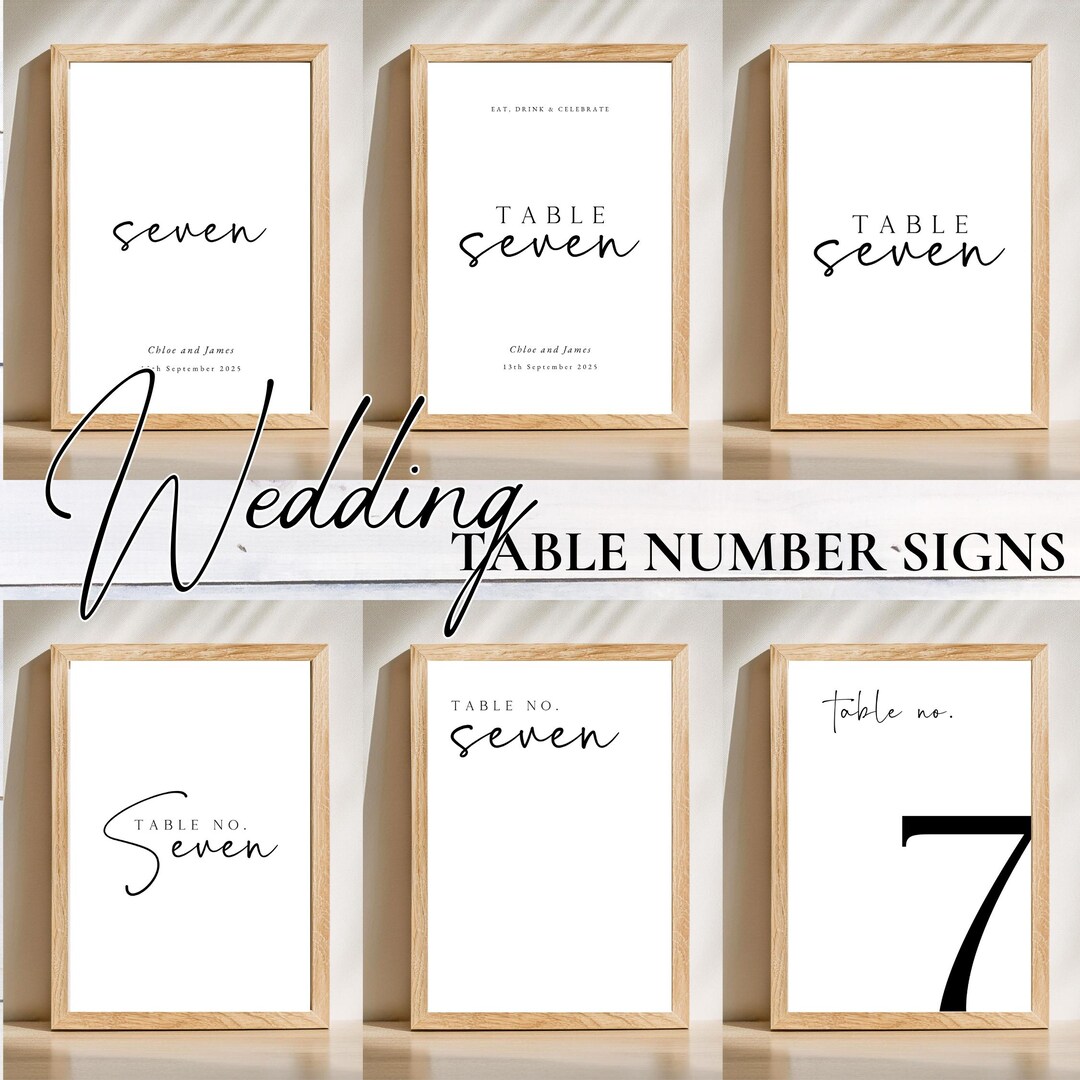 Editable Wedding Table Sign Template, Wedding Table Number Sign, 12 ...