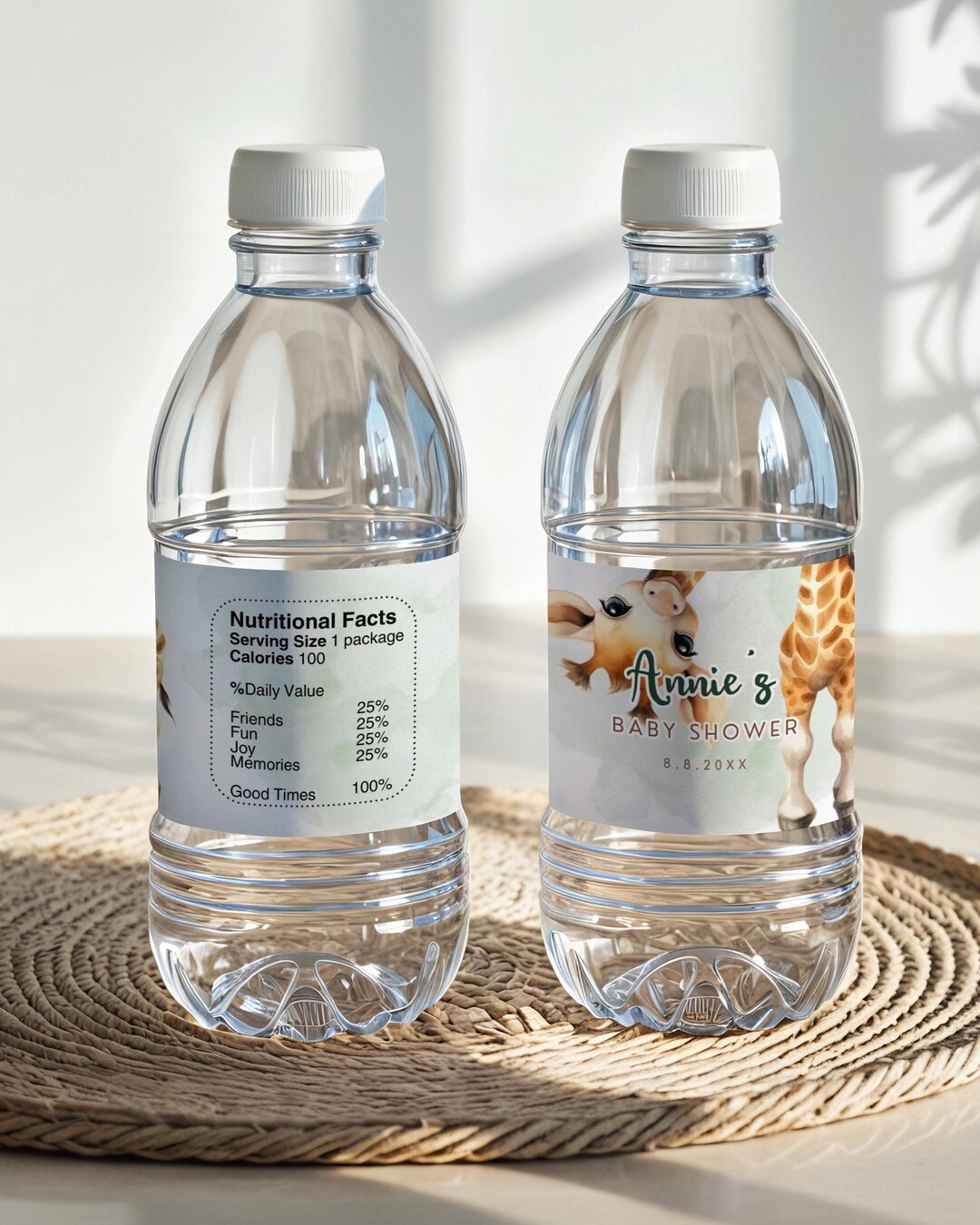 EDITABLE Giraffe Water Bottle Label Template, Oh Hello Baby Shower ...