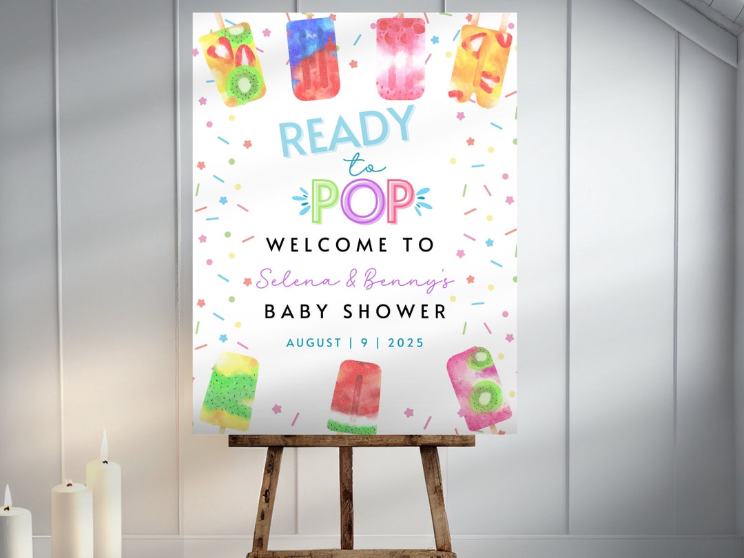 Popsicle Baby Shower Welcome Sign Template, Colorful Ice Cream, Ready ...