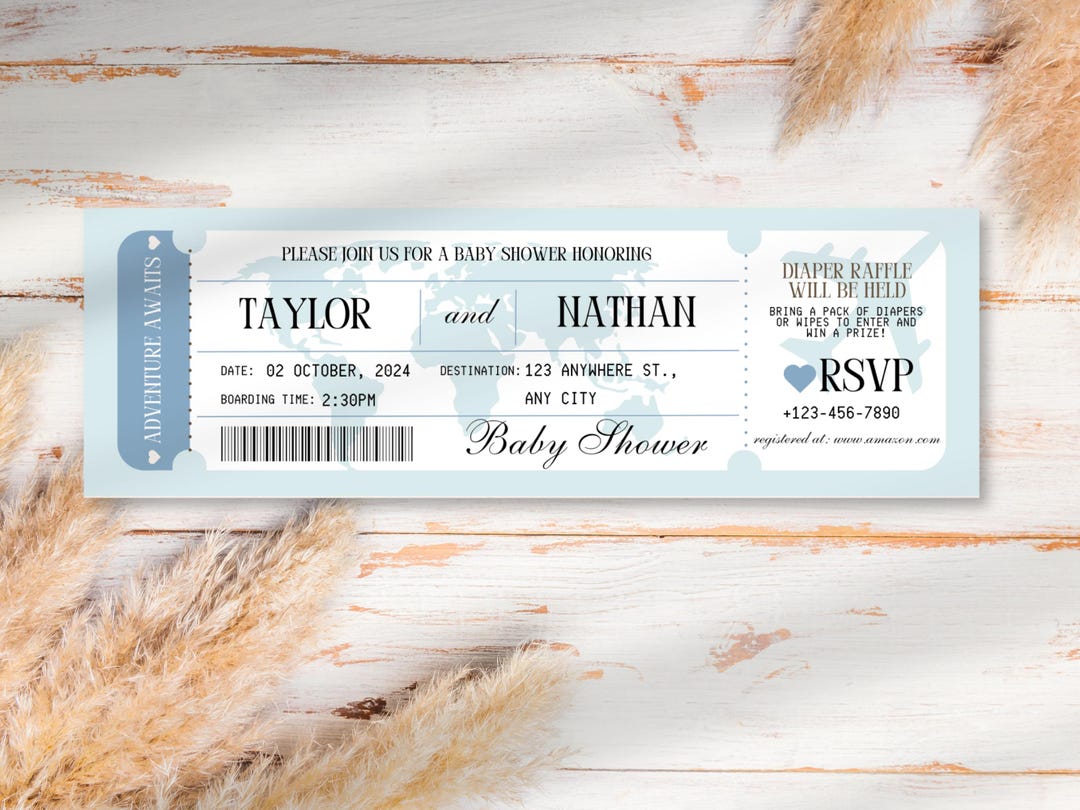 Adventure Awaits Baby Shower Boarding Pass Invitation (DIY Editable) - Etsy