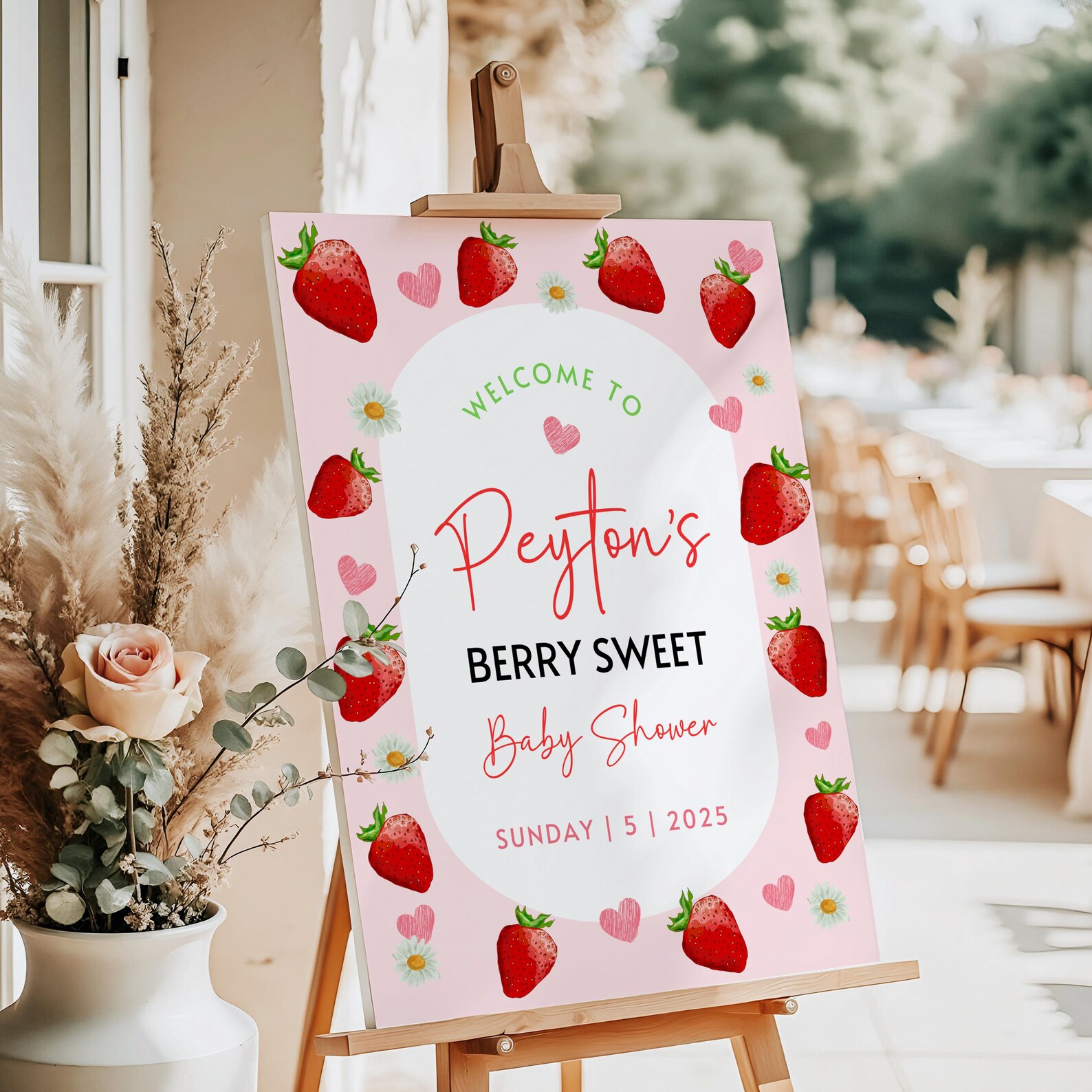 Editable Strawberry Welcome Sign Template | Berry Sweet Poster | Canva ...