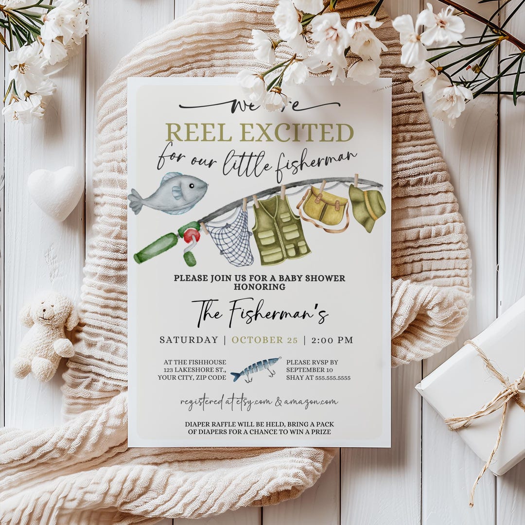 Reel Excited Baby Shower Invitation Template, Editable Reel Boy Little ...