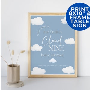 Cloud Nine Baby Shower Welcome Sign, Editable Template (digital ...