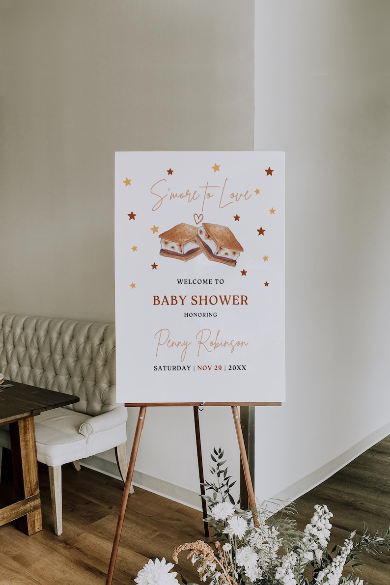 Letrero de bienvenida de Smore, póster para baby shower de campamento ...
