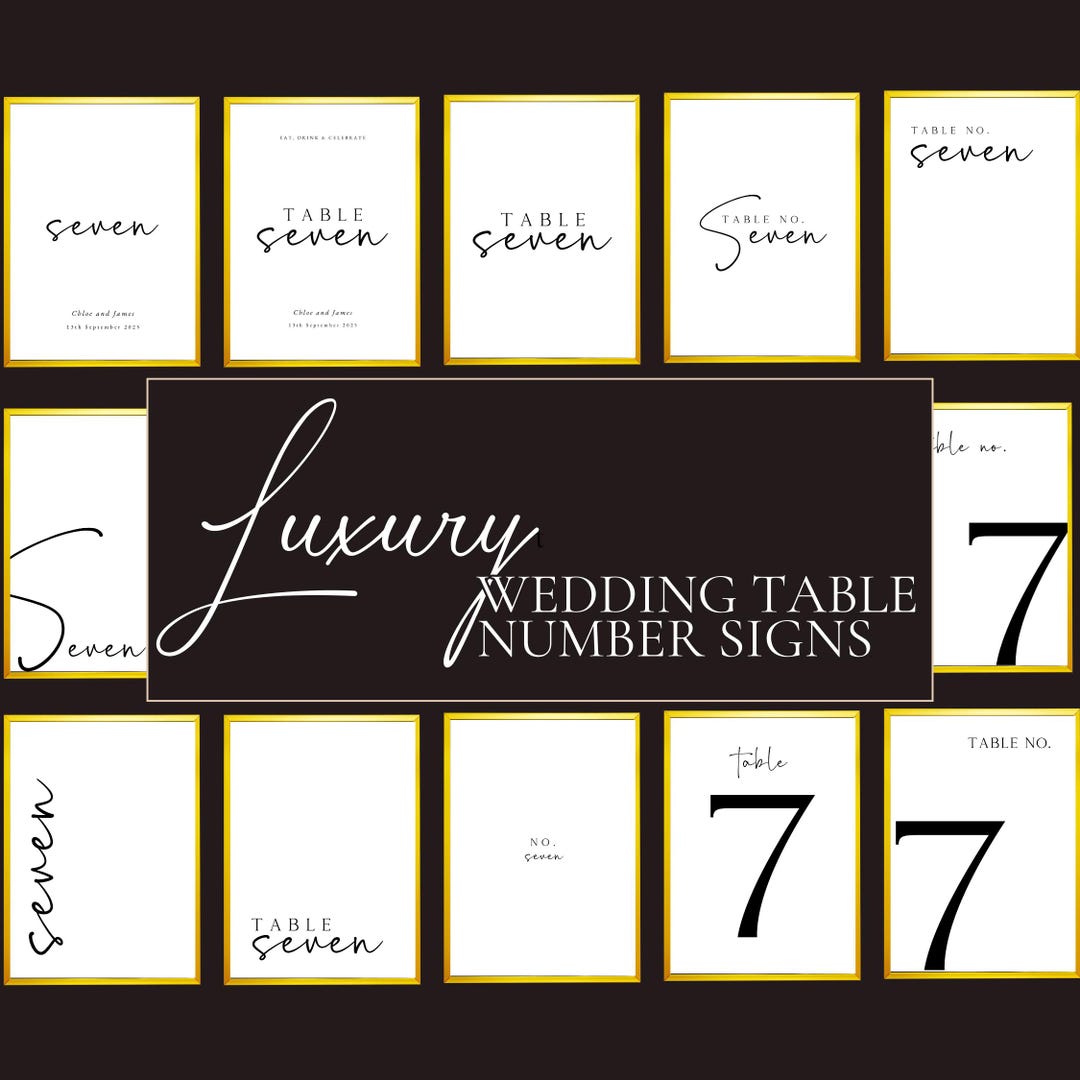 TABLE NUMBER SIGN Template for Wedding, Editable Wedding Table Sign ...
