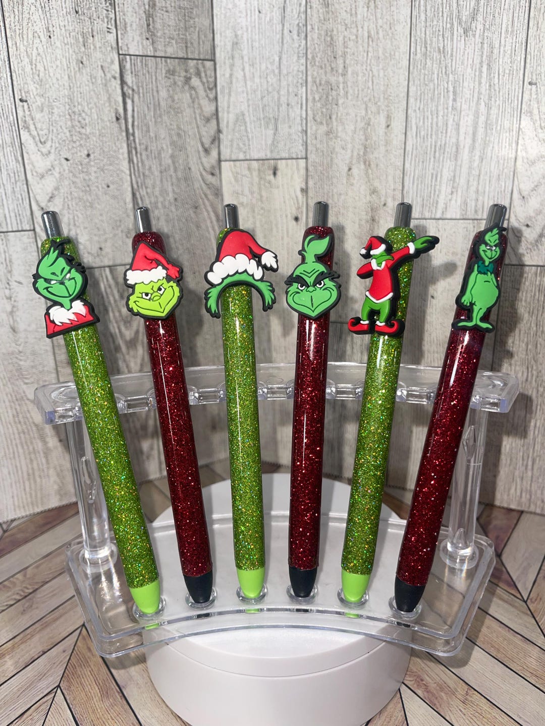 The Grinch Glitter and Vinyl Wrap Epoxy Pens: Handmade Ink Joy Pen - Etsy