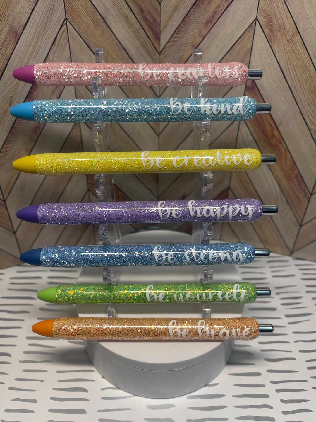 Positive Words Glitter Epoxy Pens: Handmade Ink Joy Pen - Etsy
