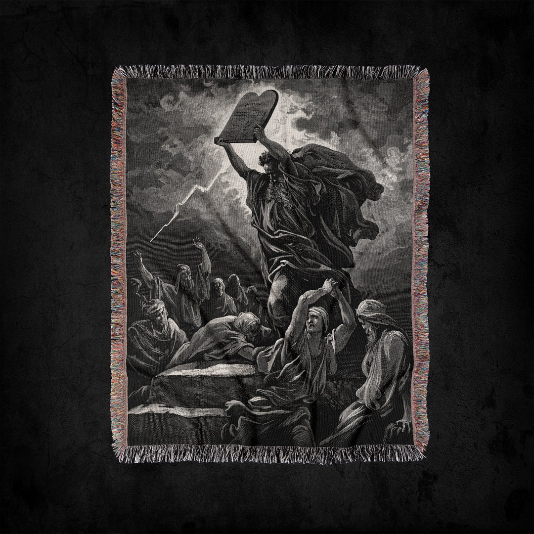Gustave Dore Moses Breaks the Tables of the Law Woven Throw Blanket ...