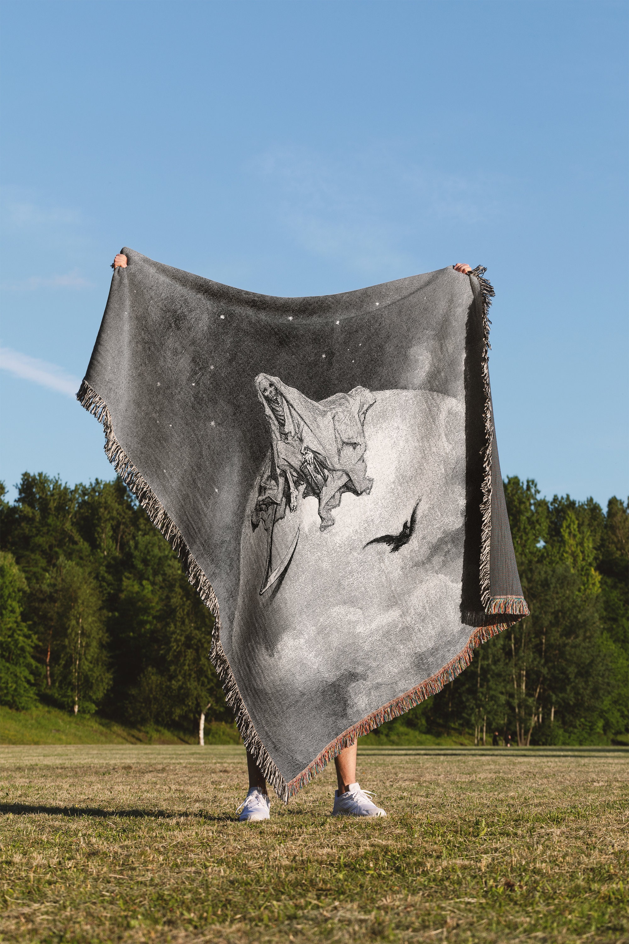 Gustave Dore Death on the Moon Woven Throw Blanket: the Raven Edgar ...