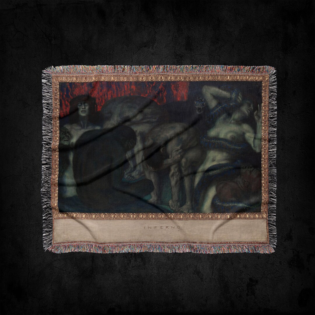 Inferno Franz Von Stuck Woven Throw Blanket: Victorian Gothic Devil Art ...