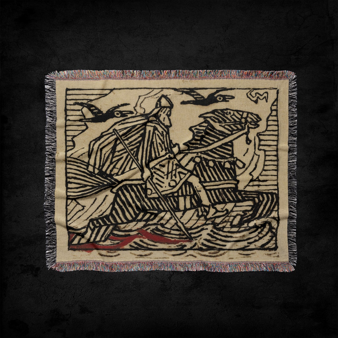 Odin and His Ravens Woven Throw Blanket: Gerhard Munthe, Medieval Norse ...