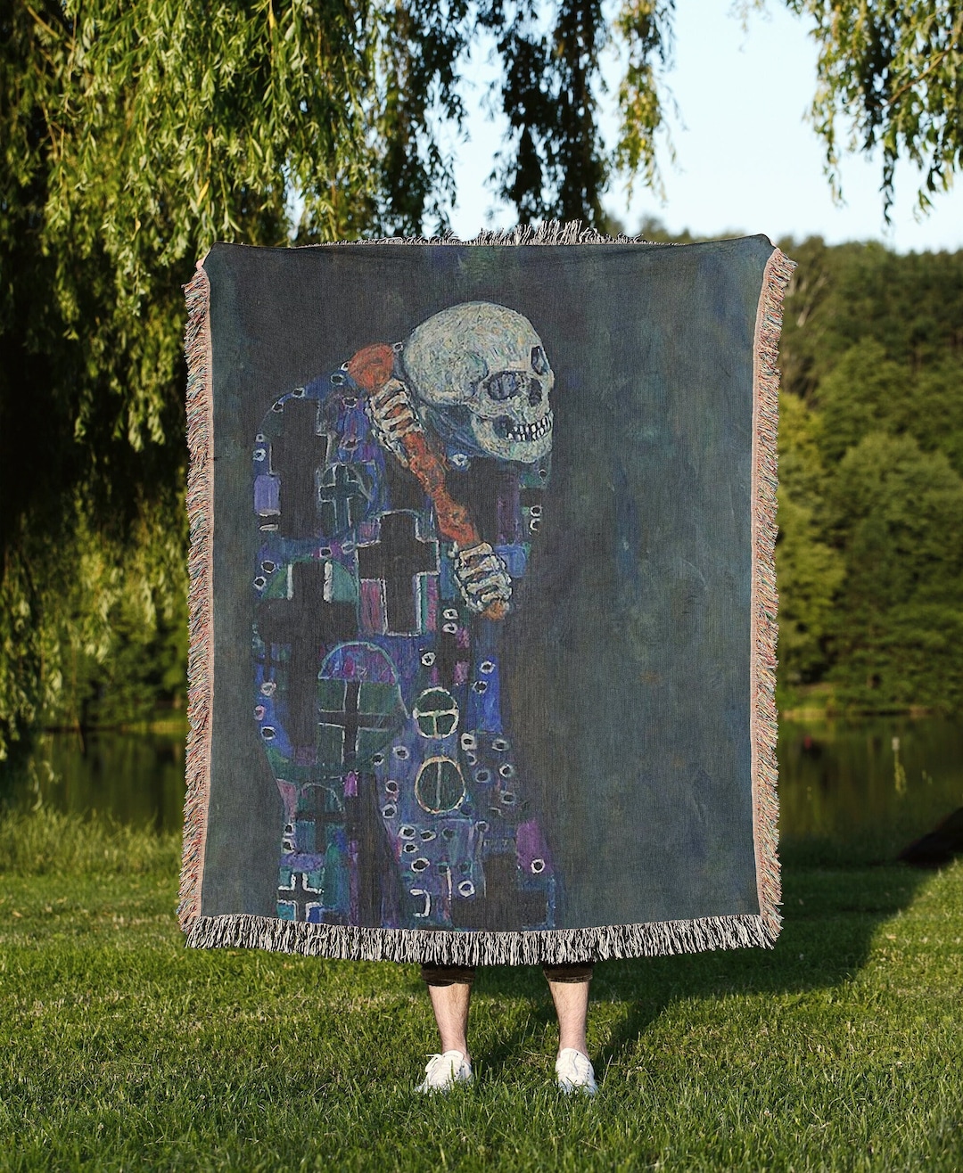Gustav Klimt's Death Woven Throw Blankets: Dark Art, Dark Academia ...