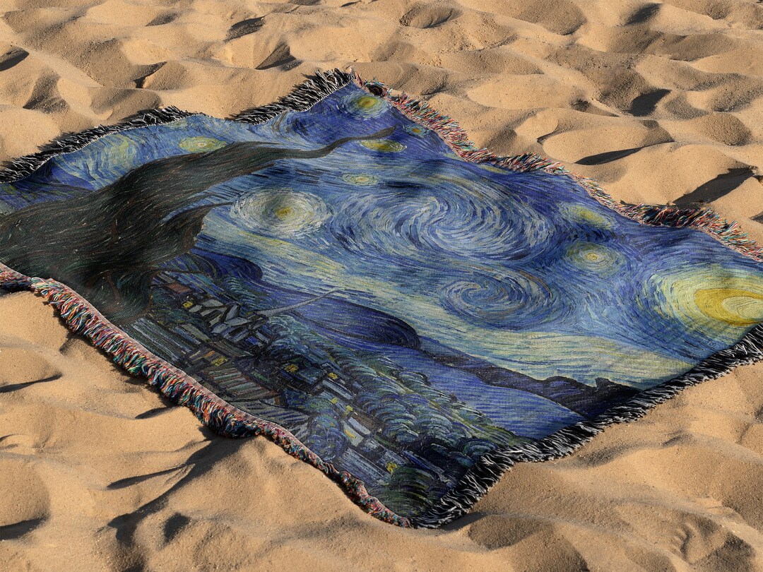 Van Gogh Starry Night Woven Throw Blankets: Romantic Dark - Etsy