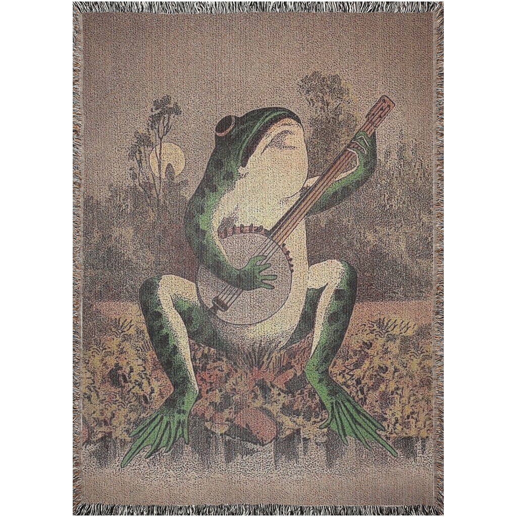 Banjo Frog Woven Throw Blanket: Vintage Blanket for Country ...