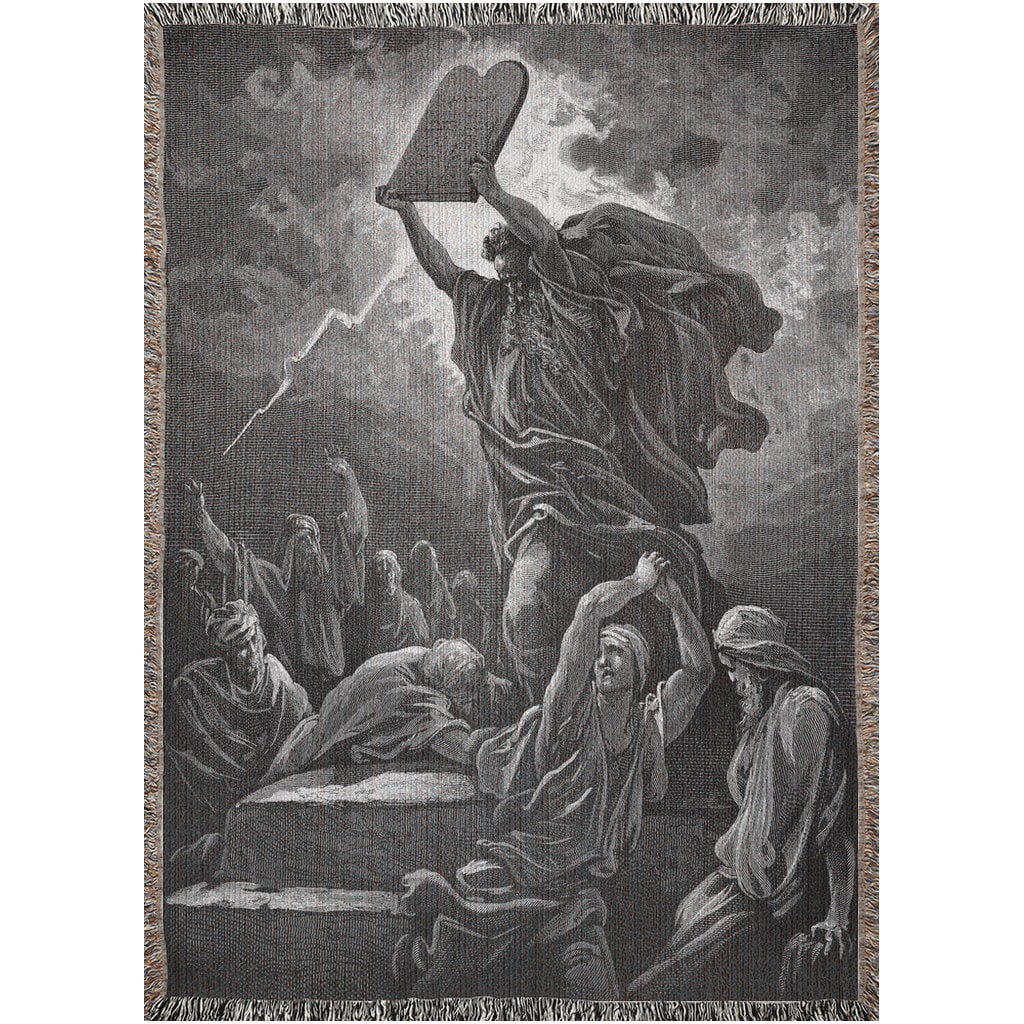Gustave Dore Moses Breaks the Tables of the Law Woven Throw Blanket ...