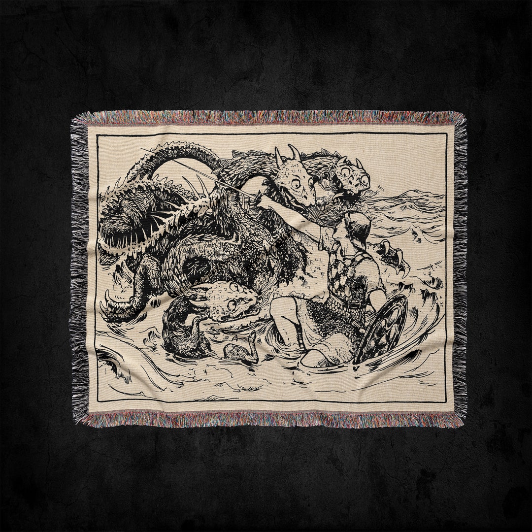 The Sea Maiden Monster Woven Throw Blanket: Celtic Scottish Sea Monster ...