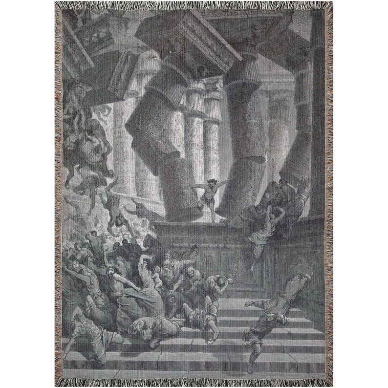Gustave Dore Death of Samson Woven Throw Blanket: Christian Bible Old ...