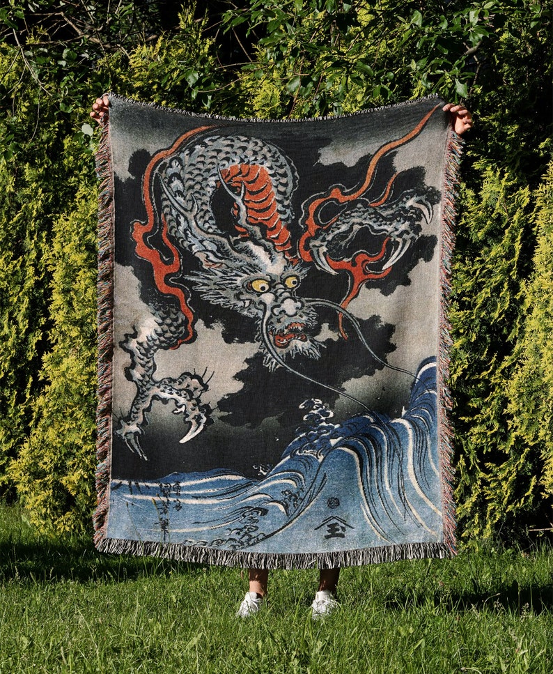 Kuniyoshi Japanese Dragon Woven Throw Blanket: Ancient Medieval ...