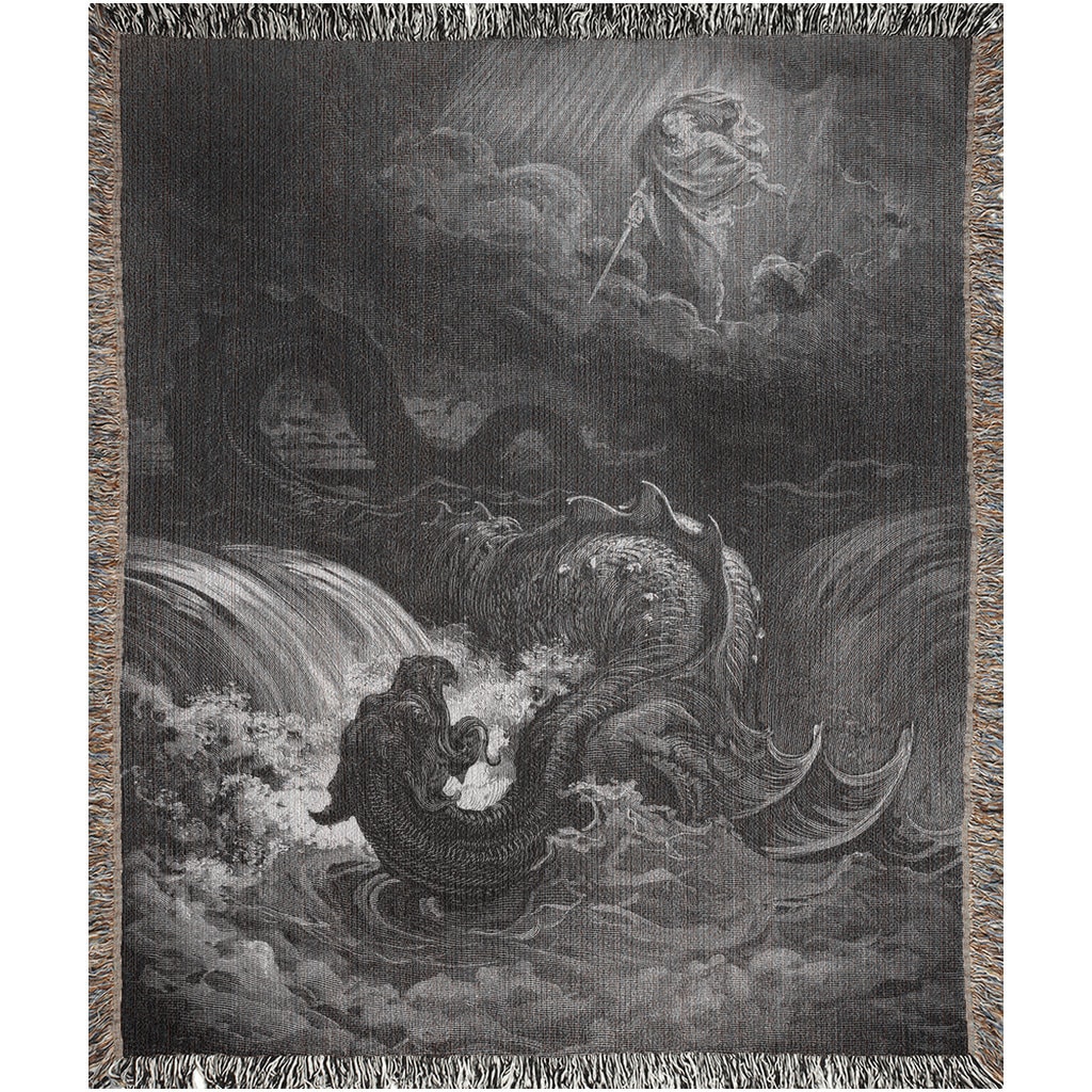 Destruction of Leviathan Gustave Dore Woven Throw Blanket: Occult ...